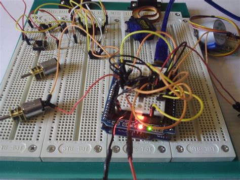 Some Dc Motors Step Motors And Micro Servolots Of Wires Breadboards
