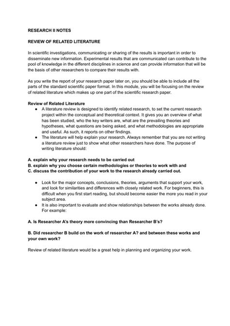 Summary Research Ii Rrl Paraphrasing Quoting And Summarizing