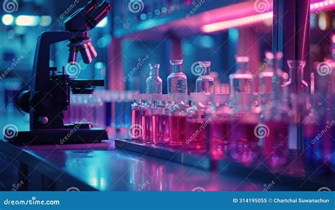 A Microscope Is Shown With A Blurry Background Of A Pattern Of Lights By Ai Generated Image