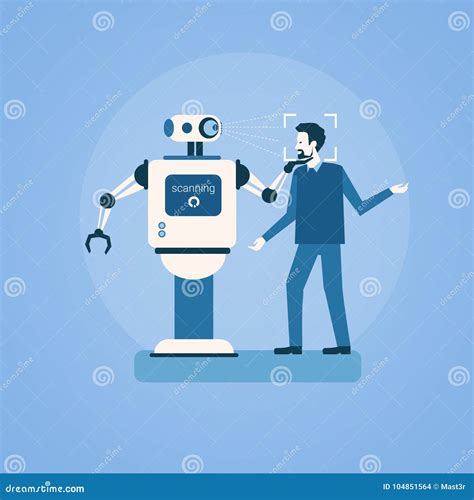 Robot Scanning Man Face Biometric Identification Access Control