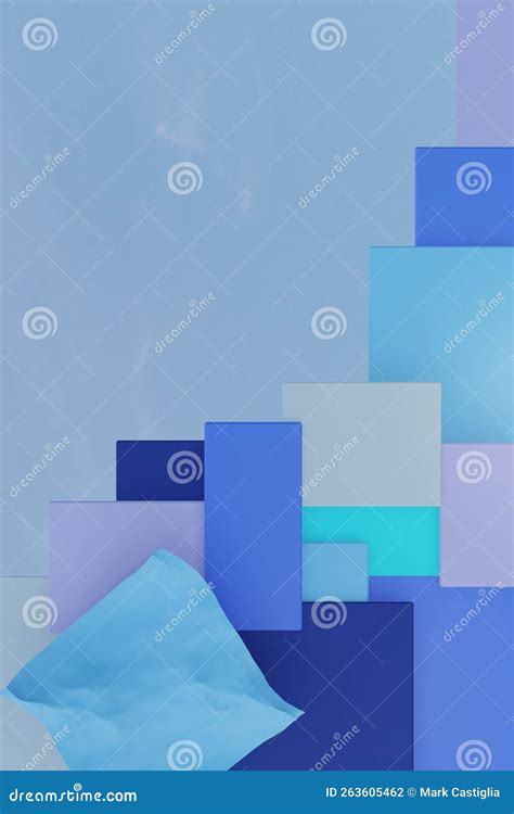 3d Render Of Blue Rectangles And Crumpled Note Stock Illustration