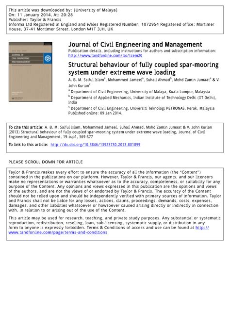 Pdf Structural Behaviour Of Fully Coupled Spar Mooring System Under Extreme Wave Loading