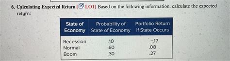 Solved 6 Calculating Expected Return 101 Based On The