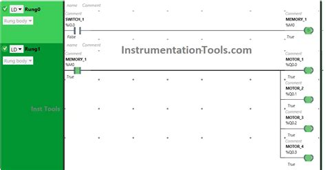 Ladder Diagram Example Using Memory Bits And Set Coils