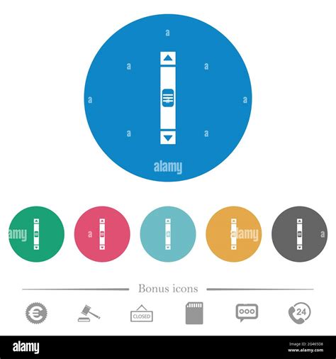 Vertical Scroll Bar Flat White Icons On Round Color Backgrounds 6 Bonus Icons Included Stock