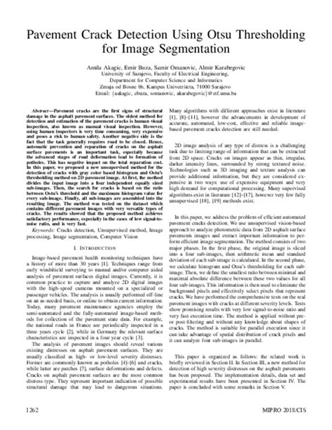 Pdf Pavement Crack Detection Using Otsu Thresholding For Image