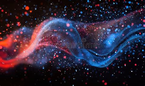Colorful Abstract Wave Of Particles In Red And Blue Tones Creating A Dynamic Visual Effect