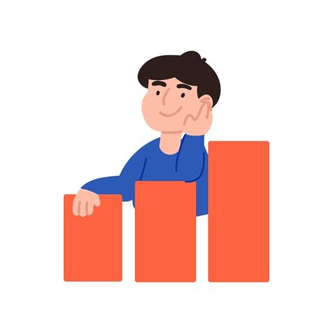 소년은 차트를 고려합니다 다이어그램 그래프 분석 통계 분석 통계 데이터 프레젠테이션 시각적 지원 비즈니스 개념 흰색 배경에