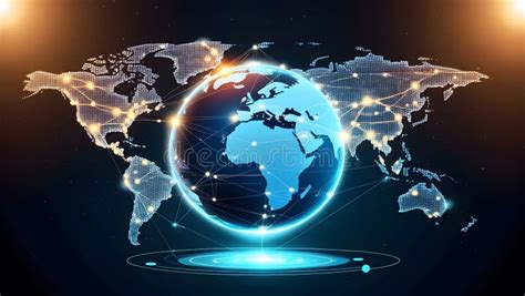A Futuristic Digital Globe And World Map With Communications And Network Technology Concept