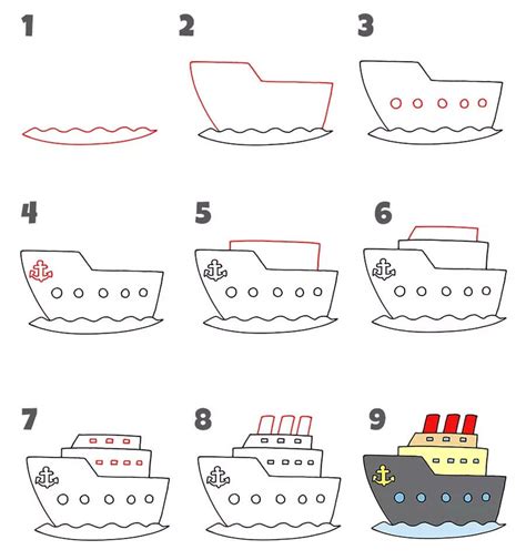 چطور نقاشی کشتی کودکانه بکشید؟