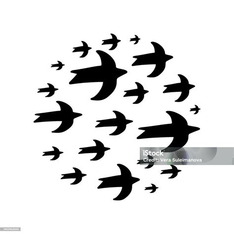 날으는 새의 추상적 인 패턴 라운드 구성 최소한의 현대 미술 인쇄물 티셔츠 포스터 라벨 미디어 및 소셜 미디어 커버를위한 디자인