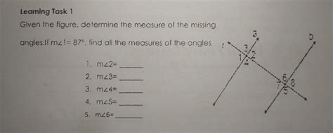 Solved Learning Task 1 Given The Figure Determine The Measure Of The