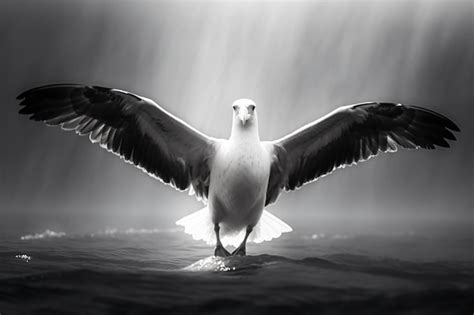 Premium Ai Image A Gull With Its Wings Spread Wide Open