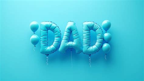 Dad Balloon Blue Color Birthday Greeting Card 3d Render Stock