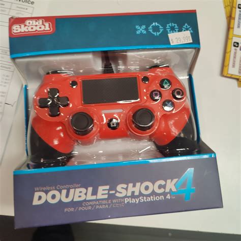 Old Skool Ps4 Dualshock 4 Double Shock 4 Wired Controller Red True