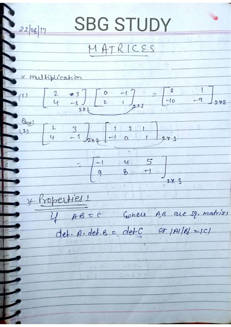 Solution Matrix Explained Mathematics Hand Written Exclusive Notes