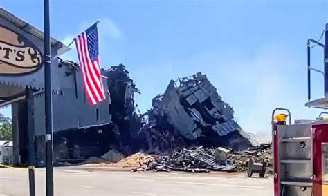 Half Of Burned Out Templeton Feed And Grain Building Collapses
