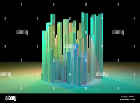 3d Rendering Block Or Shapre Pillar Colorful Lighting For Web Page