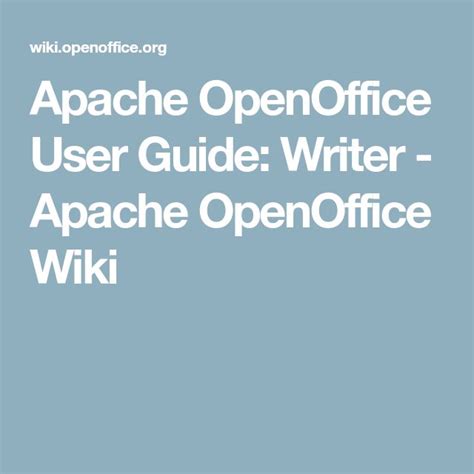 Apache Openoffice Writer User Guide