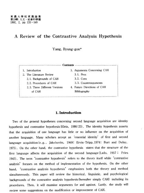 A Review Of The Contrastive Analysis Hypothesis Pdf