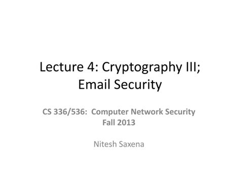 Ppt Lecture 4 Cryptography Iii Email Security Powerpoint Presentation Id 9595213