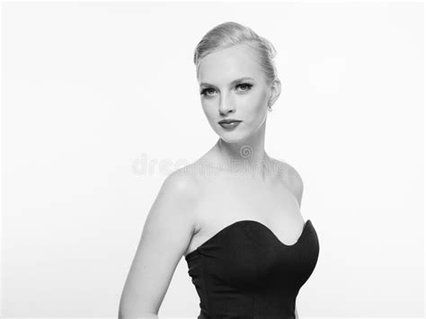 Beautiful Monochrome Woman Beauty Portrait In Classic Style Isolated On