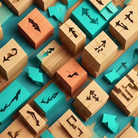 A Collection Of Wooden Boxes With Arrows Pointing To Different Directions Premium Ai Generated