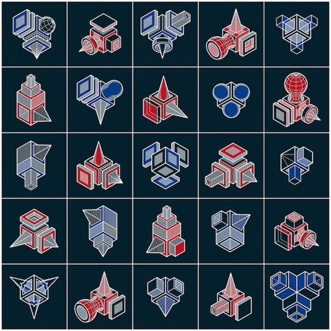 Premium Vector Set Of Isometric Abstract Vector Geometric Shapes