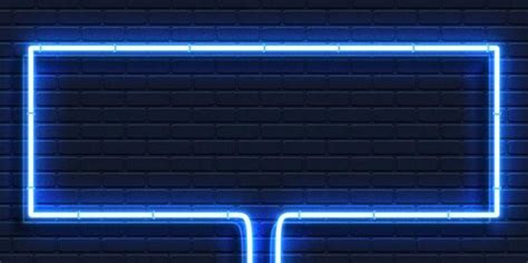 Реалистичная изолированная неоновая вывеска синей прямоугольной рамки для шаблона и макета на