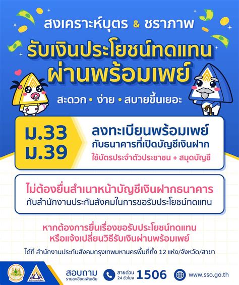 สำนักงานประกันสังคม เพิ่มช่องทางการรับเงินประโยชน์ทดแทน กรณีบำนาญชราภาพ และ บำนาญชราภาพ ผ่าน