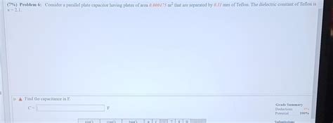 Solved 7 Problem 6 Consider A Parallel Plate Capacitor