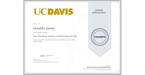 Osvaldo Perez On Linkedin Completion Certificate For Data Wrangling Analysis And Ab Testing