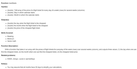 Solved Function Bestdeals Inputs Double 7×x Array Of