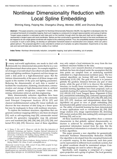 Pdf Spline Embedding For Nonlinear Dimensionality Reduction