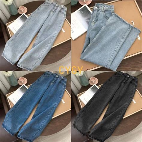 Cygy New กางเกงยีนส์ทรงหลวมสไตล์เกาหลี หลากสี ทรงสวย กางเกงใส่สบาย ยอดนิยม Th