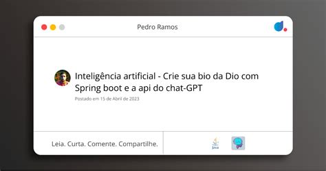 Inteligência Artificial Crie Sua Bio Da Dio Com Spring Boot E A Api