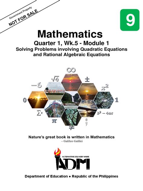 q1w5 math 9 module 1 solving problems involving quadratic equations