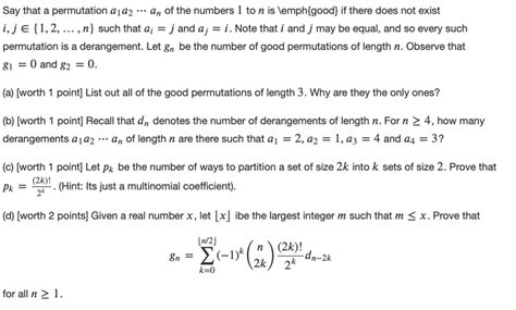 [solved] say that a permutation ole an of the numbers 1 to n is