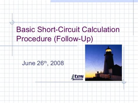 Basic Short Circuit Calculation Procedure