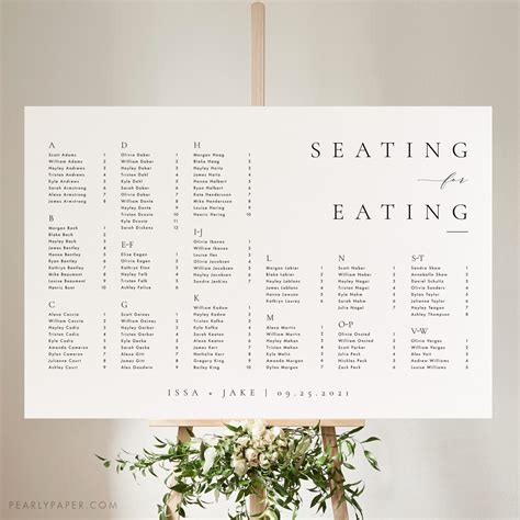 Alphabetical Seating Chart Template Download Minimalist Etsy