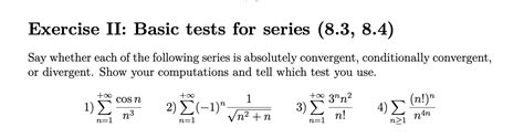 Solved Exercise Ii Basic Tests For Series 8384 Say