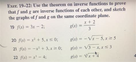 solved exer 19 22 use the theorem on inverse functions to