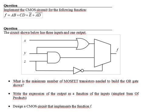 Solved Question Implement The Cmos Circuuit For The
