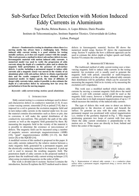 Pdf Sub Surface Defect Detection With Motion Induced Eddy Currents In Aluminium
