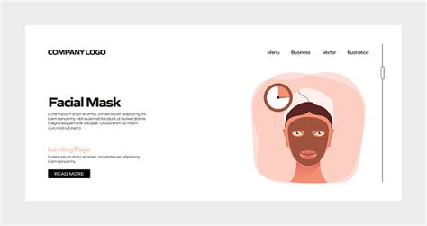 플랫 만화 스타일의 얼굴 마스크 개념 다채로운 벡터 일러스트레이션 미용 바디 케어 및 화장품 관련 현대 벡터 일러스트 사이트