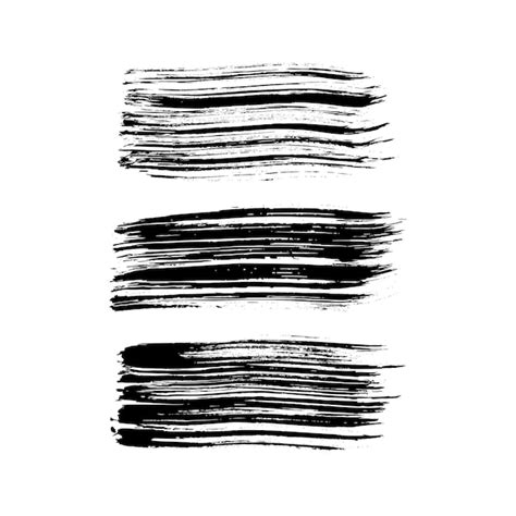 검은 손으로 그린 브러쉬 획 세트 프리미엄 벡터