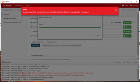 IWR ISK ODS Uniflash Cannot Download Firmware To IWR ISK ODS