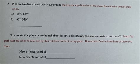 Plot The Two Lines Listed Below Determine The Dip Chegg