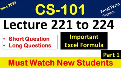 Cs101 Lecture 221 To 224cs101 Short Lecture 2023cs101 Short Lectures