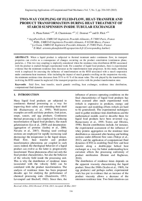 Pdf Two Way Coupling Of Fluid Flow Heat Transfer And Product